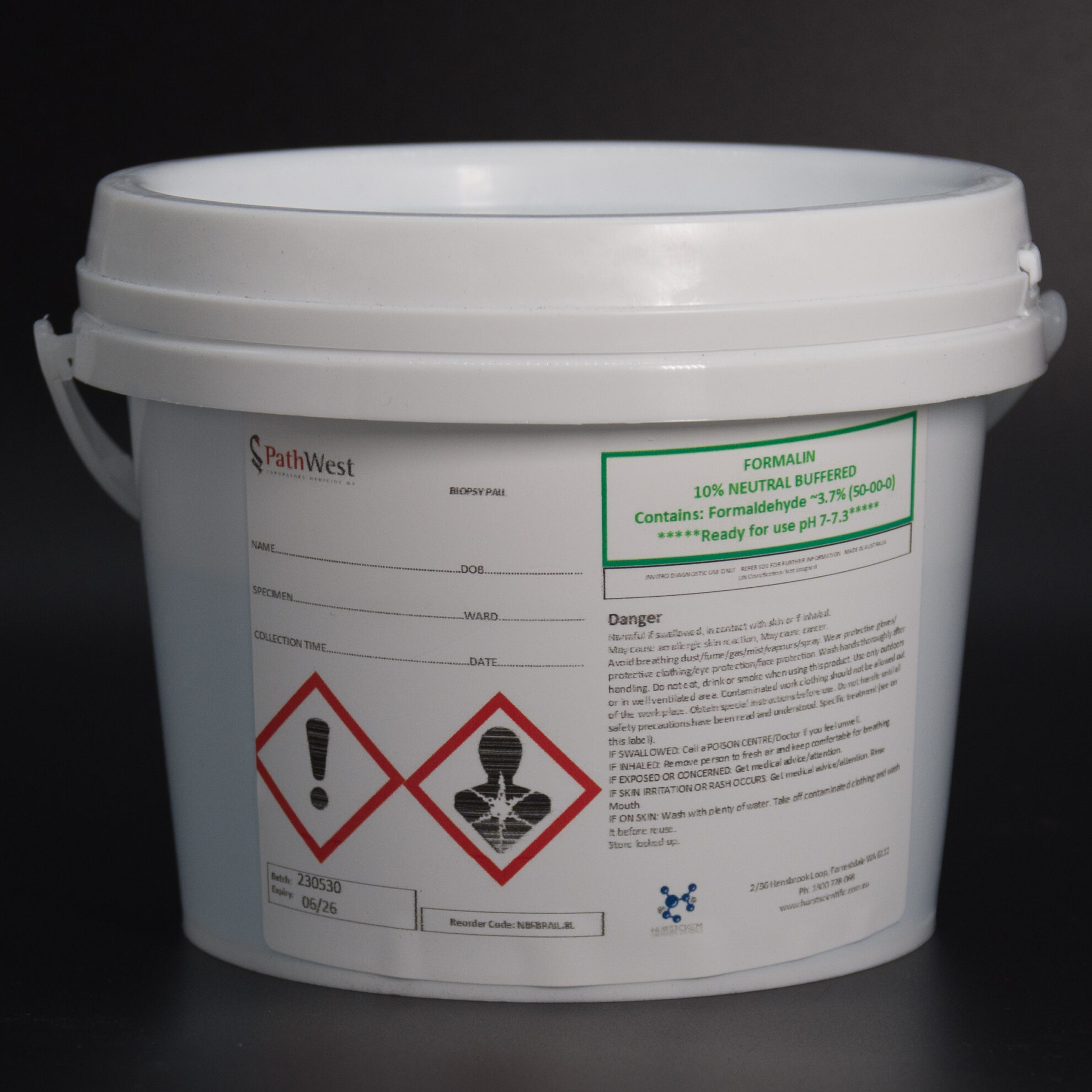 pail with tamper evident lid and neutral buffered formalin | Buy Online ...