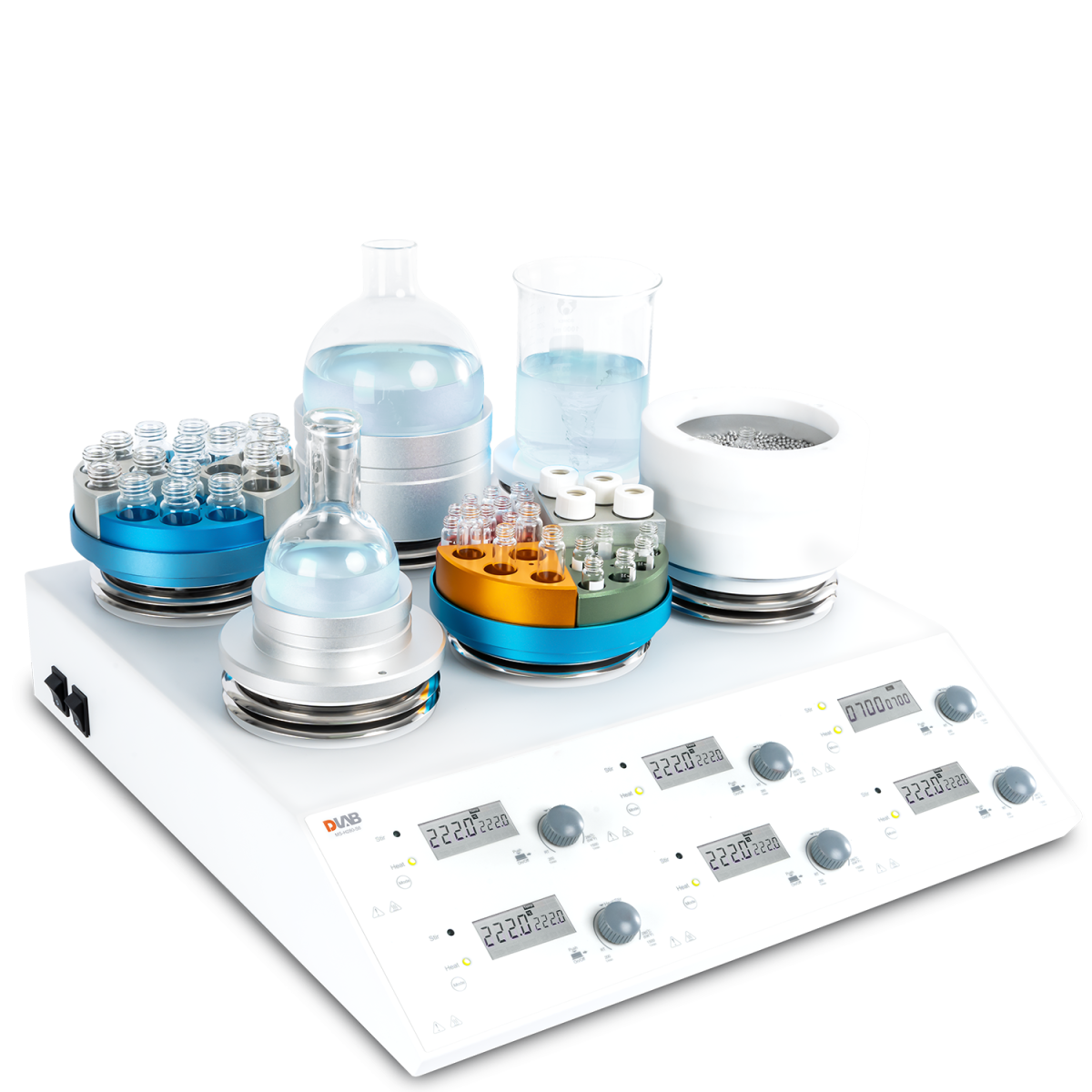 MS-H280-S6 Magnetic Stirrer Hotplate, 6 position, Aluminium with ...