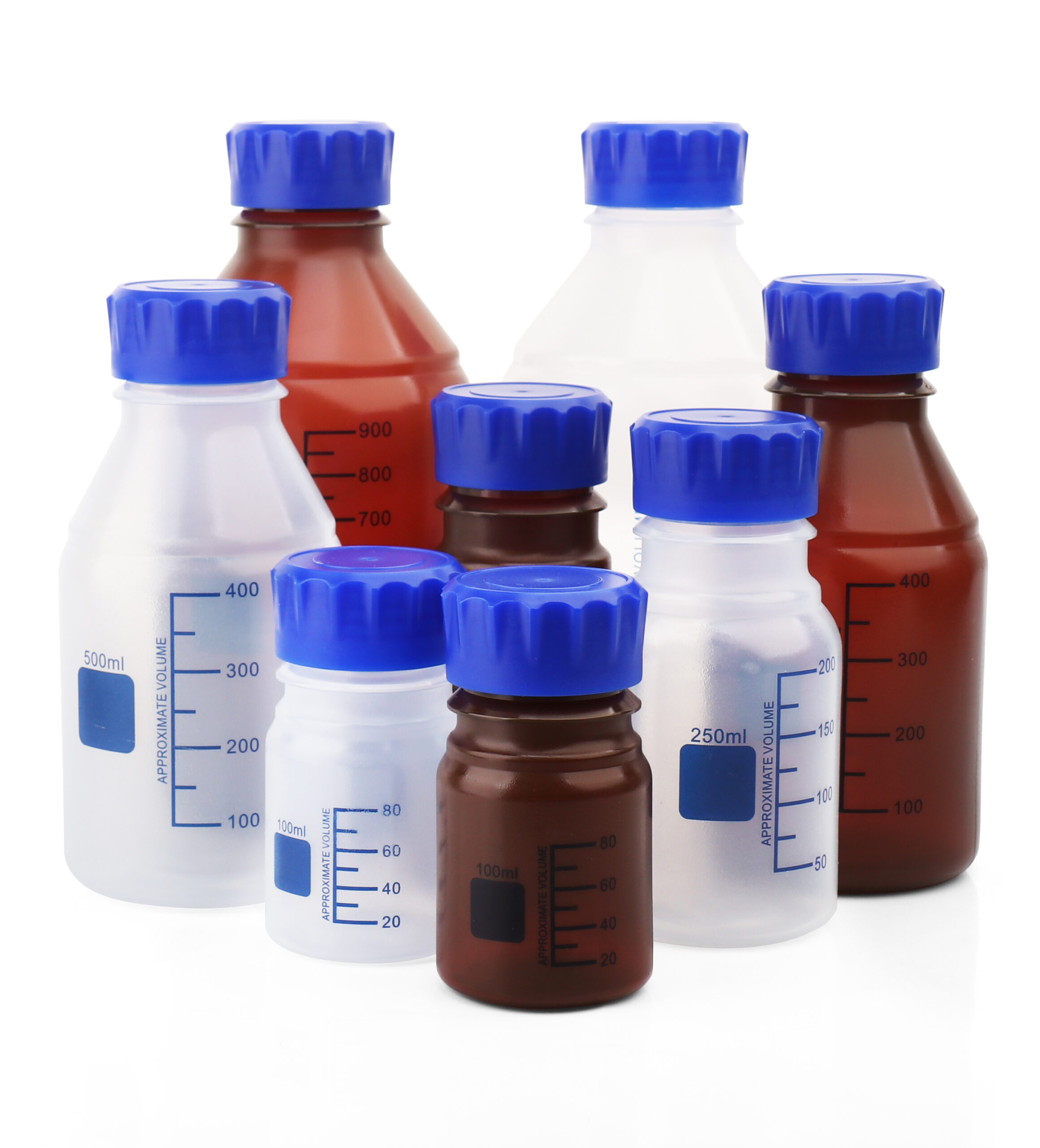 reagent botttle round polypropylene with gl45 blue screw cap | Buy ...